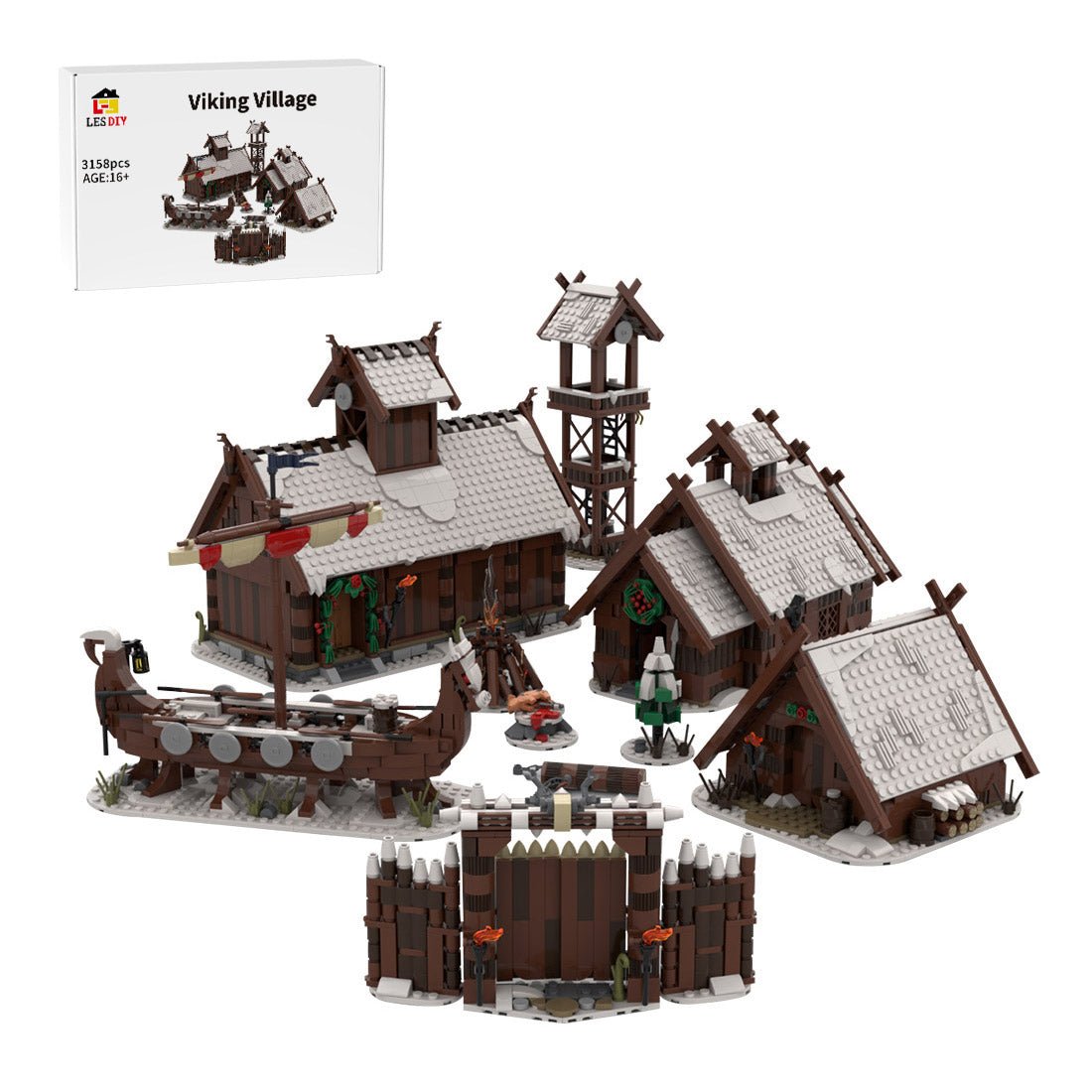 MOC Winter Viking Village Building Blocks | LesDiy