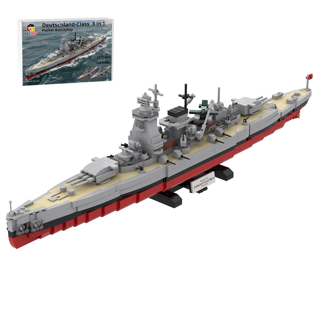 1/300 Scale Germany 3 in 1 Deutschland-class warship Building Blocks ...
