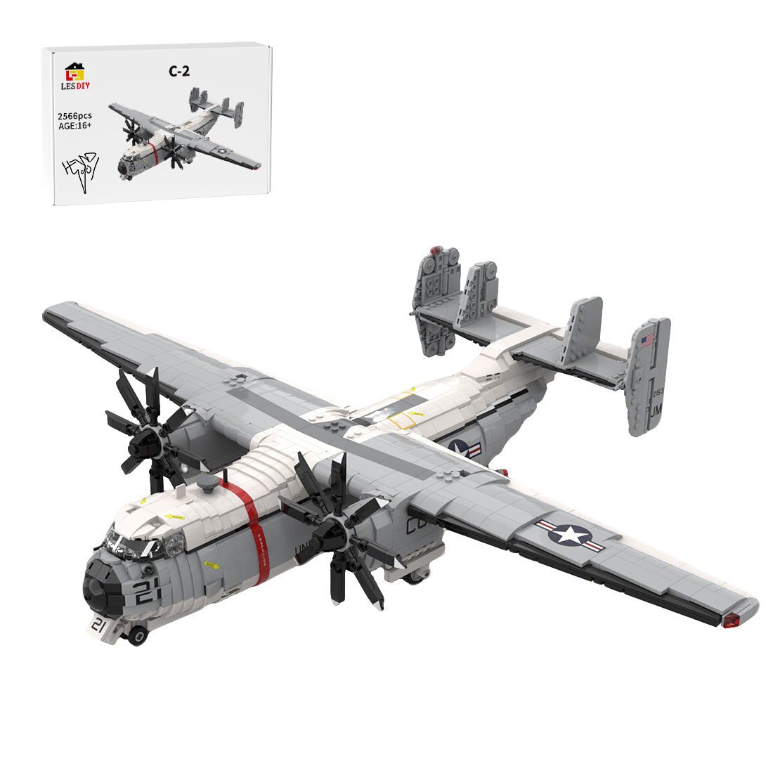 1/35 Scale US Military C-2 Transport Aircraft Building Blocks | LesDiy