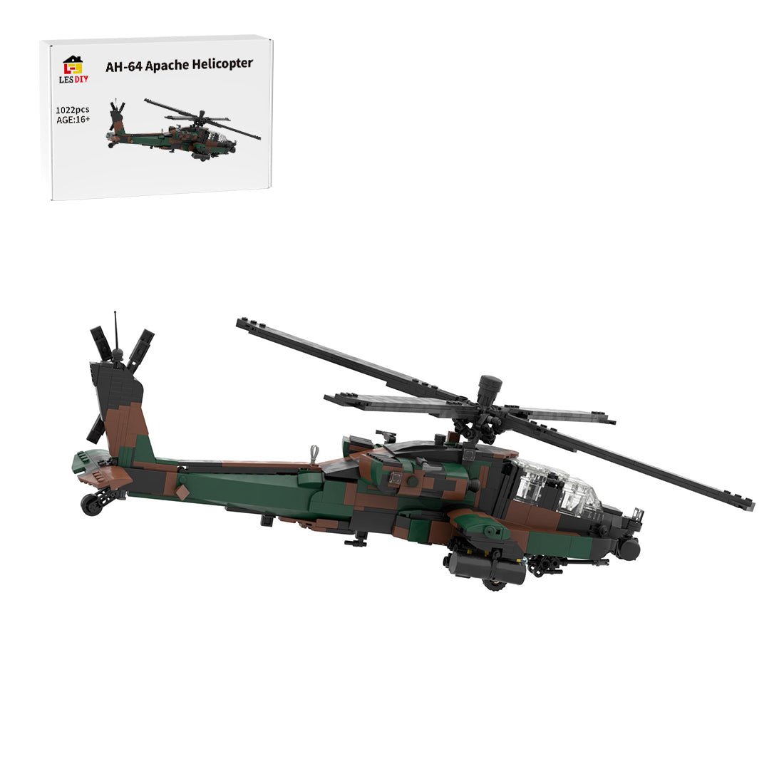 AH-64 Apache Helicopter Building Blocks - Camo | LesDiy