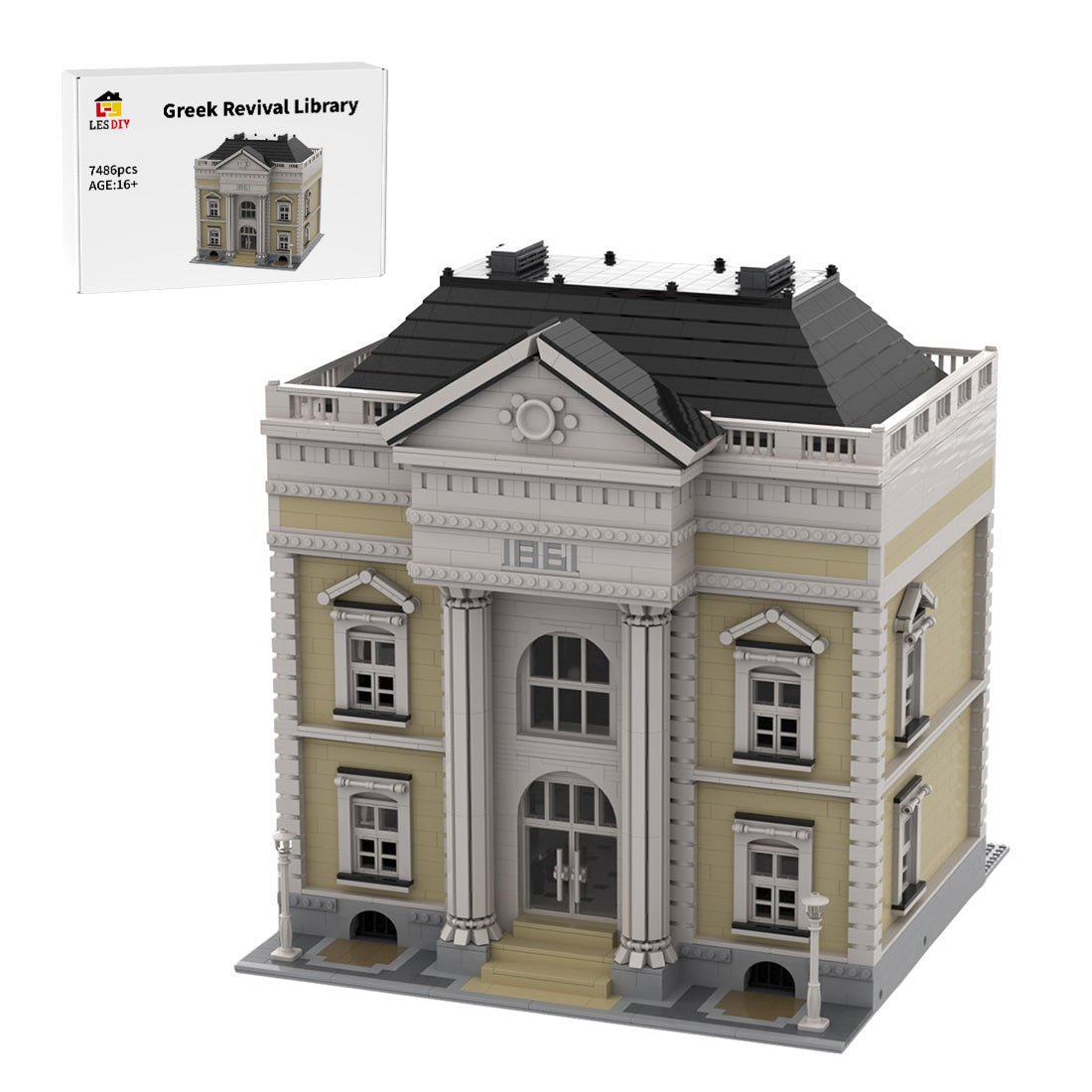 Greek Revival Library Model Architectural Street Scene Building Blocks ...
