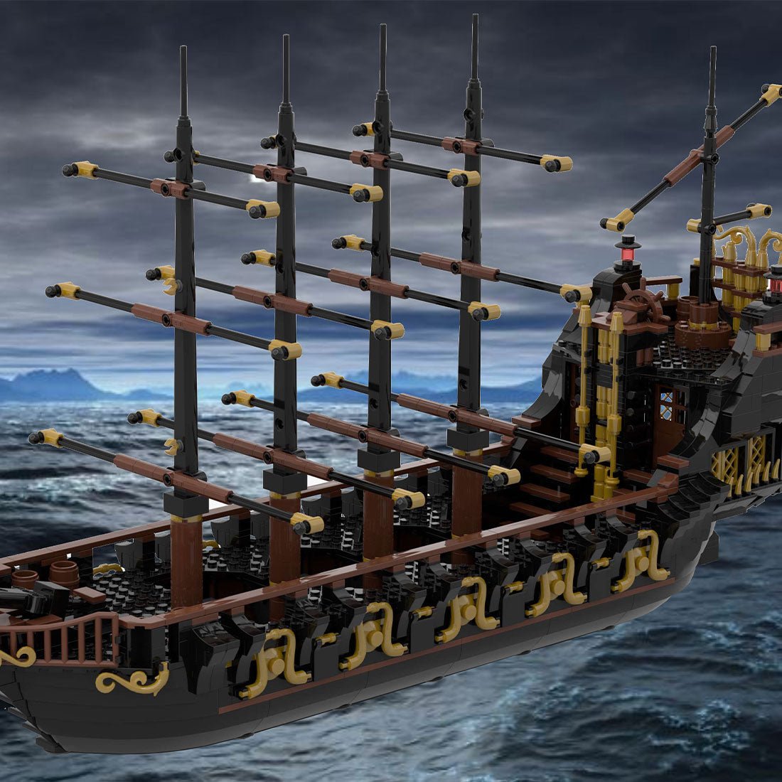 Medieval Golden Pirate Ship Assembly Toy Building Blocks Set | LesDiy