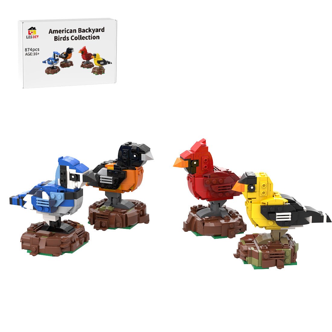 MOC-155504 American Backyard Birds Building Blocks | LesDiy