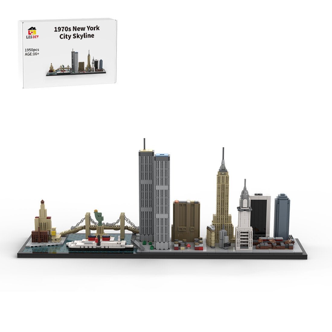 MOC-181871 1/2000 New York City Skyline 1970's Building Blocks | LesDiy