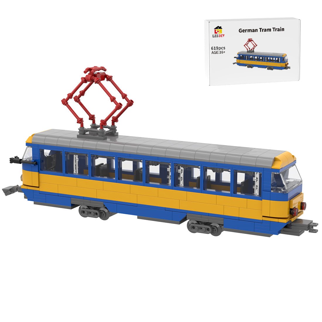 MOC-184729 Tram LVB Leipzig (Tatra T4D) Building Blocks | LesDiy