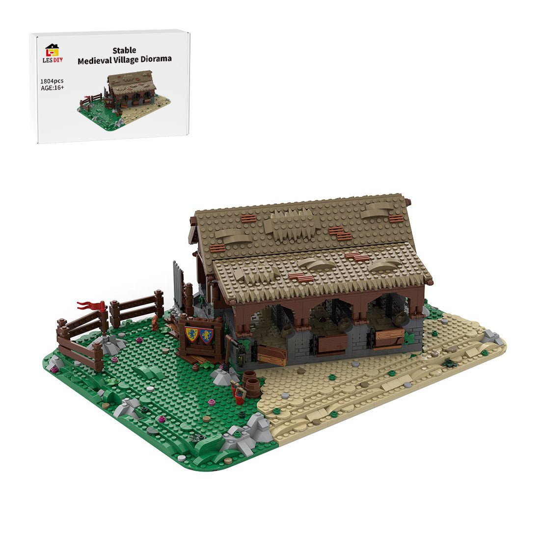 MOC-199742 Stable - Medieval Village Diorama Building Blocks | LesDiy