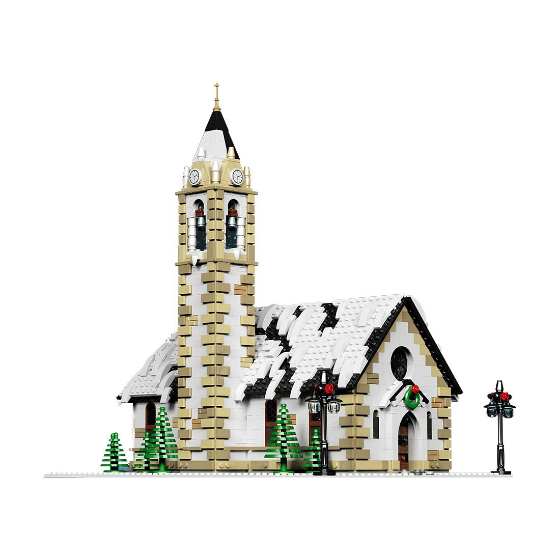 MOC-6195 Winter Village Church Model | LesDiy