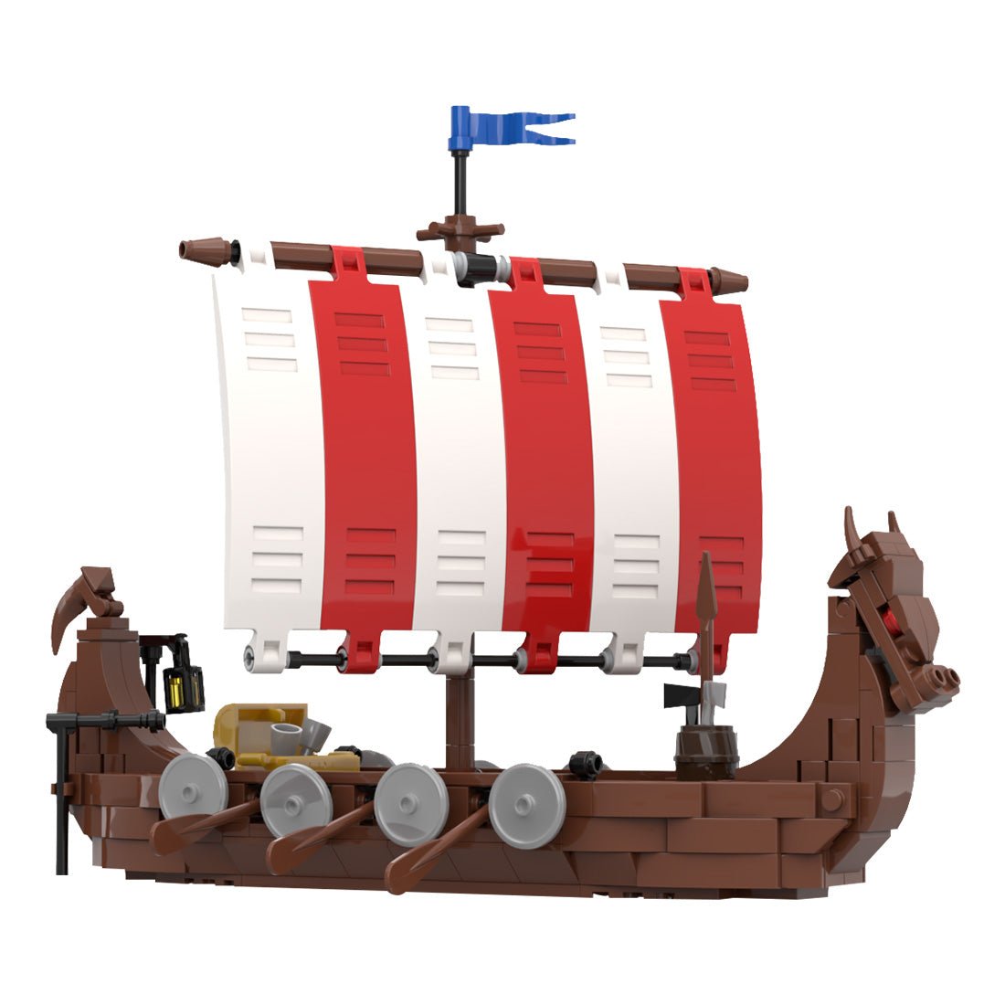 MOC-98225 The Viking Longship Medieval Building Blocks | LesDiy