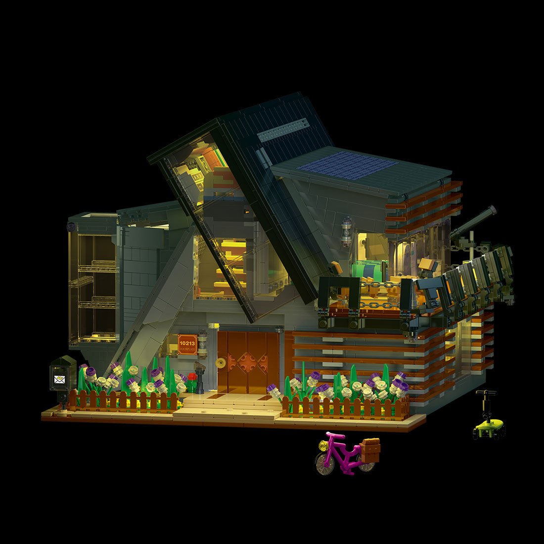 Mocsage Modern Villa with LED Light Building Blocks Set | LesDiy